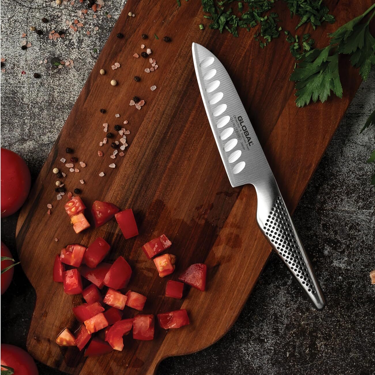 Cuchillo Mini Santoku Global GS-90. Hoja 13cm. Alveolado Menor ...